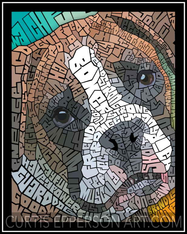 Boxer - Word Mosaic Art Print – Curtis Epperson Art