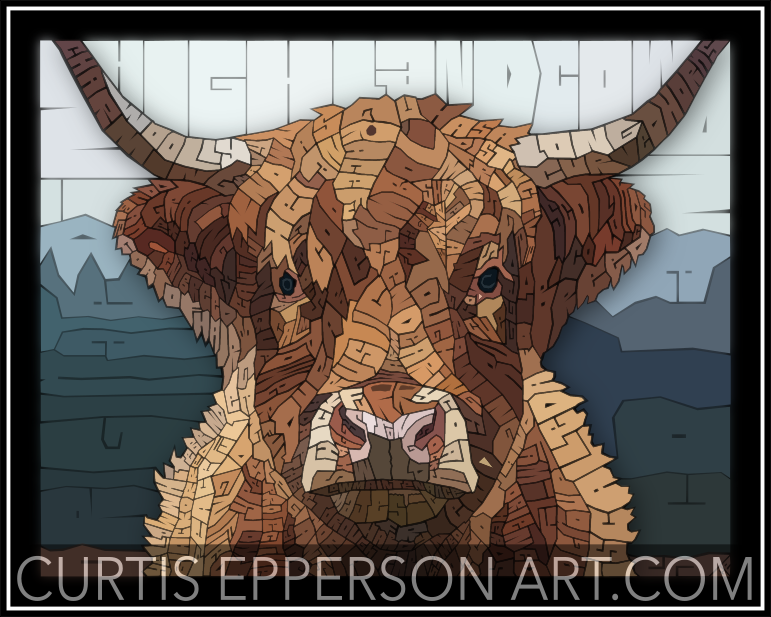Highland Cow - Word Mosaic Art Print – Curtis Epperson Art