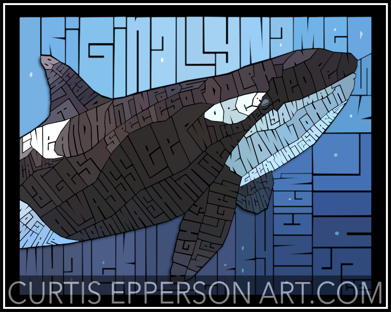 Orca - Word Mosaic Art Print – Curtis Epperson Art