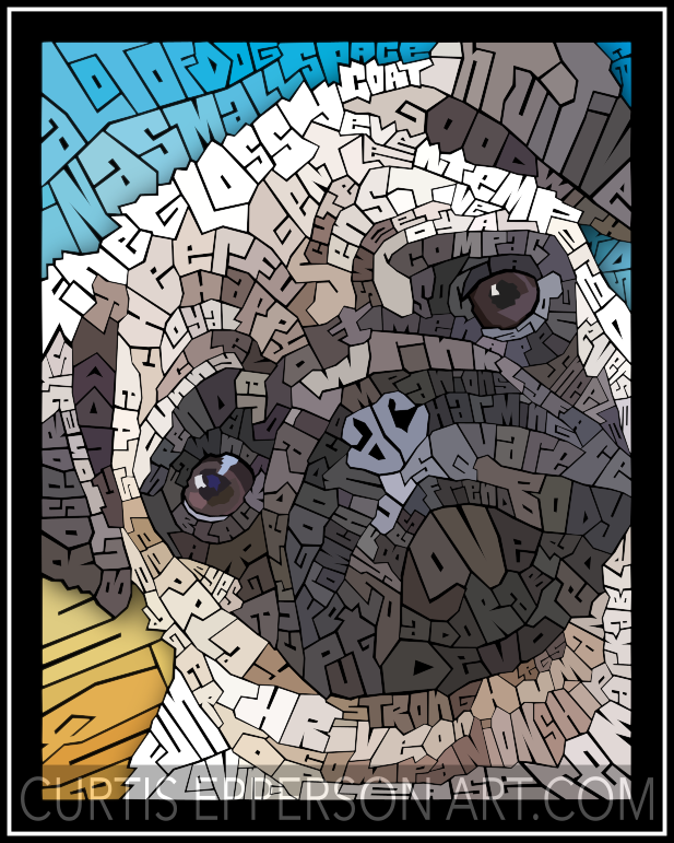 Pug - Word Mosaic Art Print – Curtis Epperson Art
